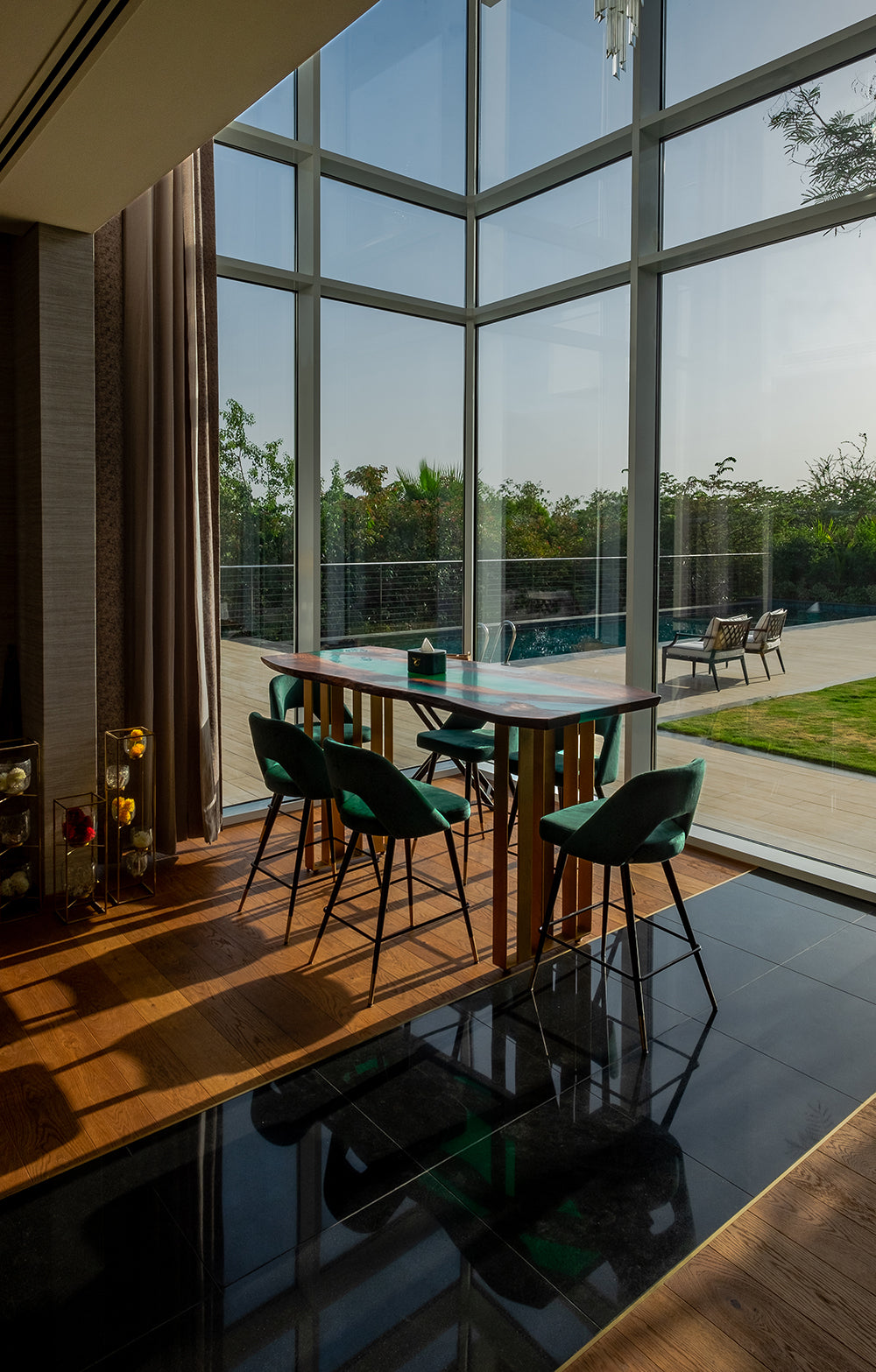 The Khazaana Rosewood High Table | Resin & Wood Dining Table by SIDR