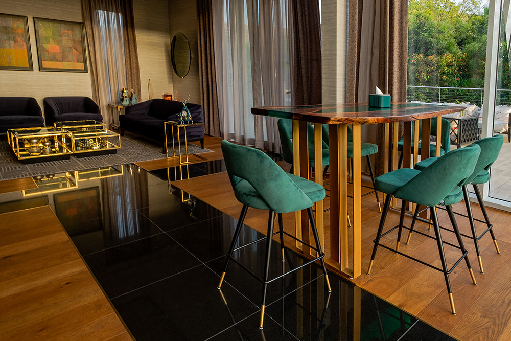 The Khazaana Rosewood High Table | Resin & Wood Dining Table by SIDR